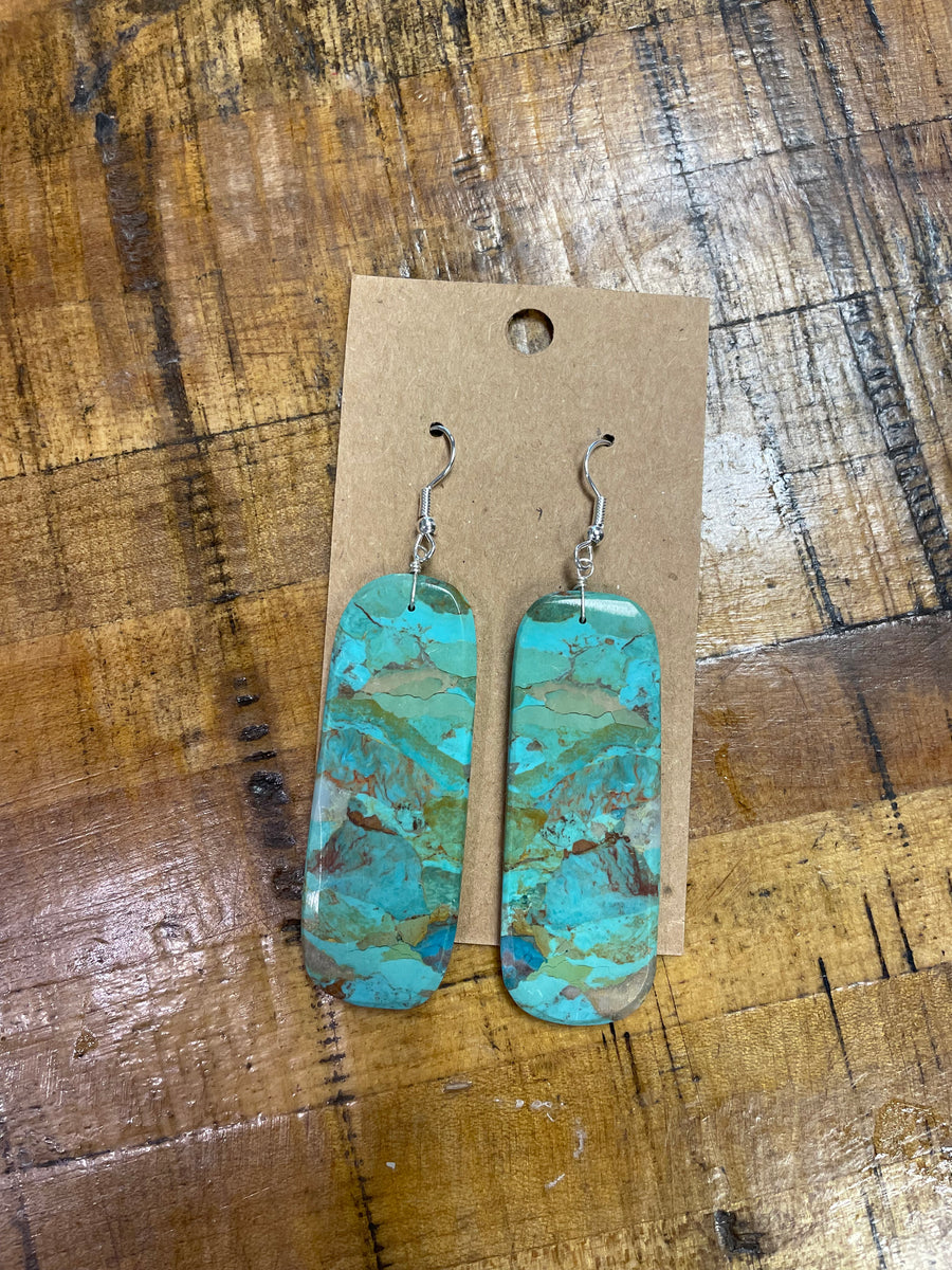 Turquoise slab earrings – Wandering Vaquera Turquoise