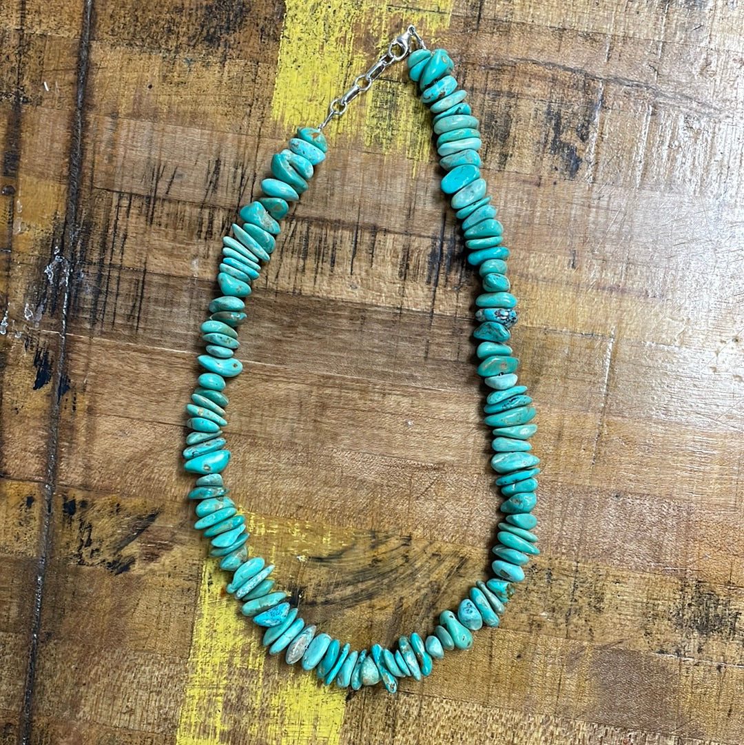 16” Large Turquoise Chip Necklace – Wandering Vaquera Turquoise