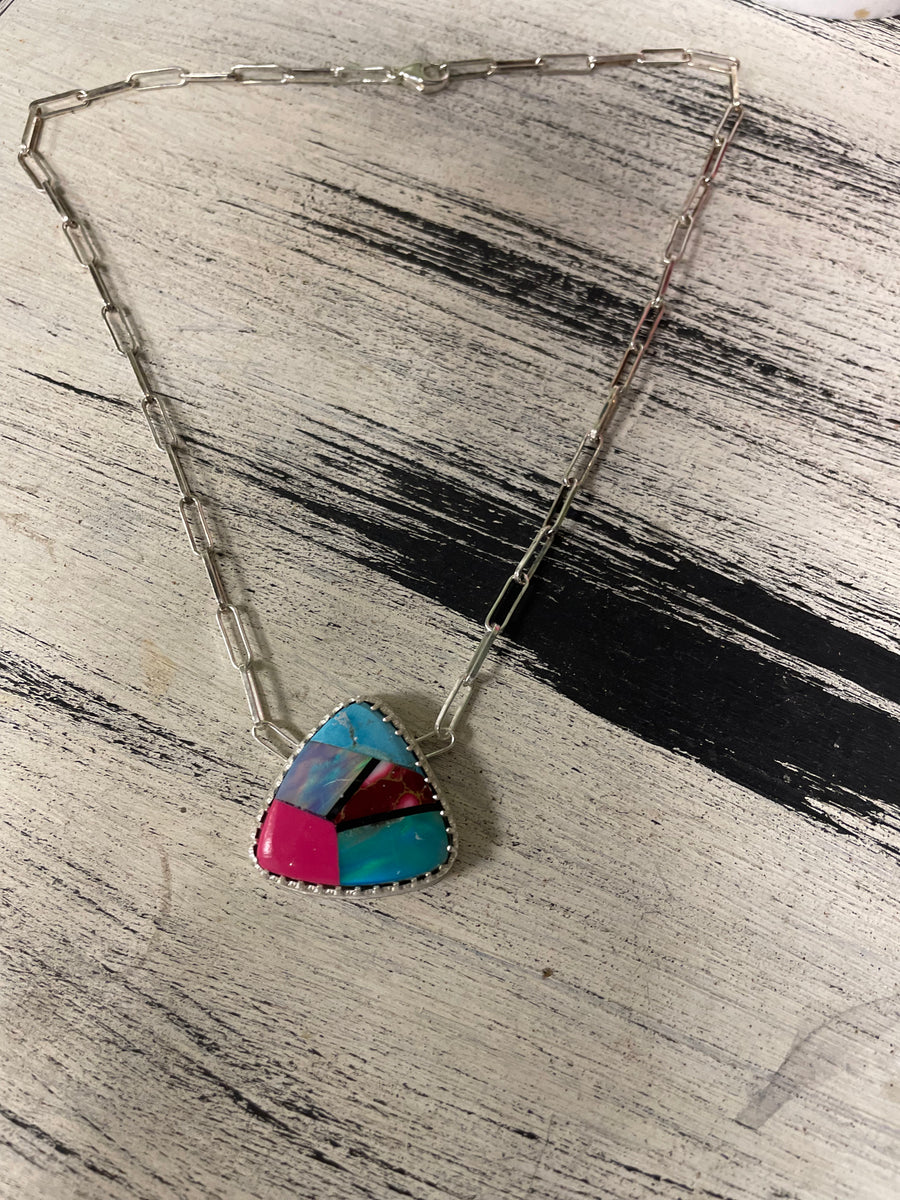 Multi-Colored Stone Triangle Necklace – Wandering Vaquera Turquoise