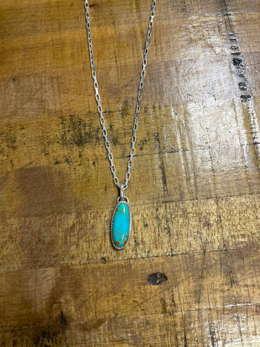 Single stone oval turquoise necklace – Wandering Vaquera Turquoise